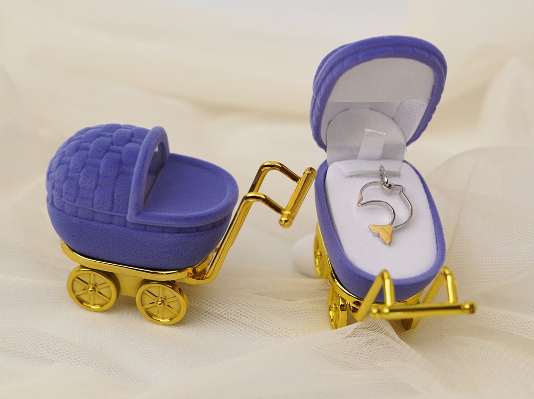 Stroller Baby Box, Velvet Baby Blue Brooch Box, New Born Jewelry Box - Etsy