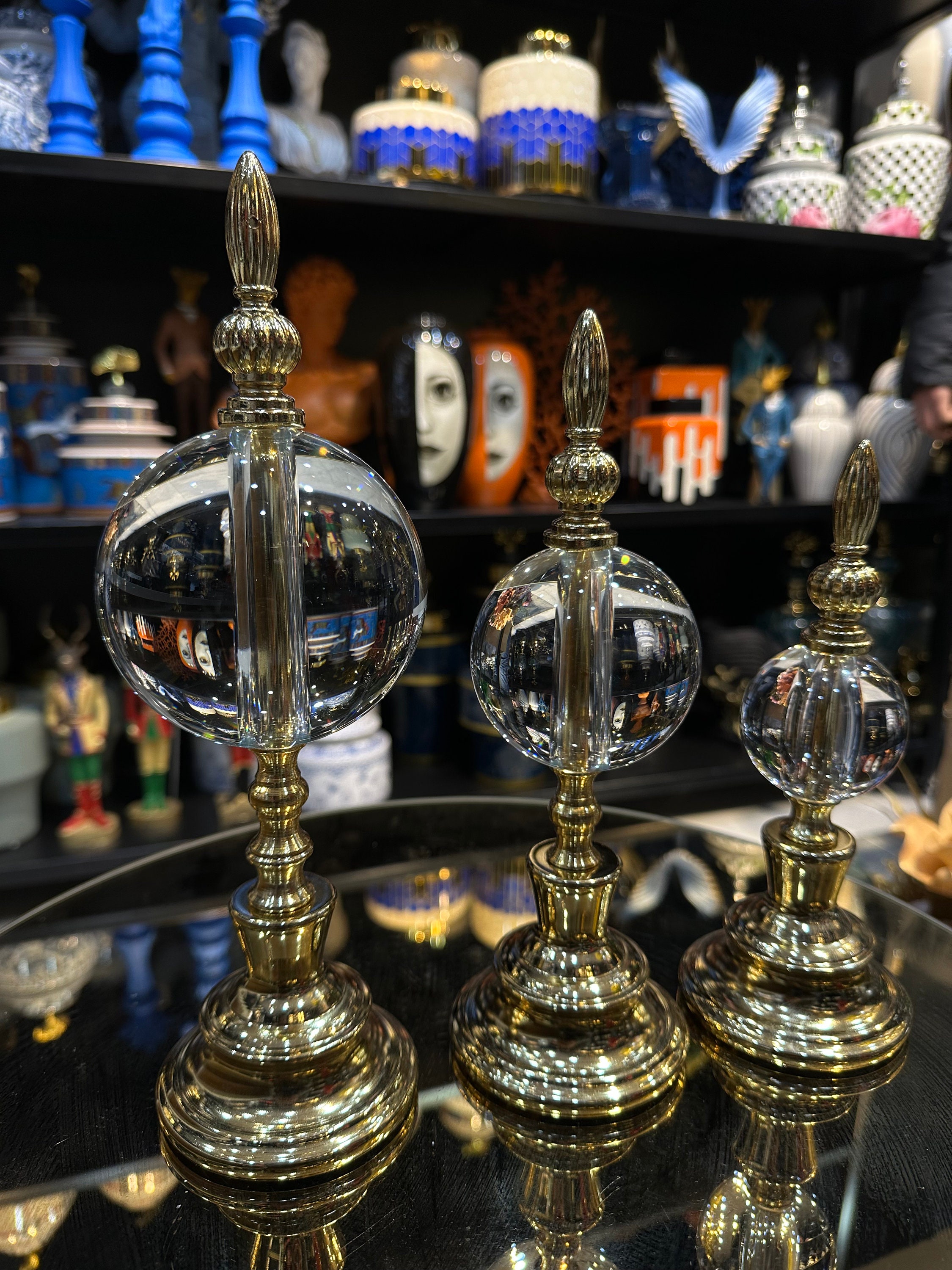 3 Sets of Metal Sphere, Luxury Metal Crystal Ball, Transparent Sphere ...