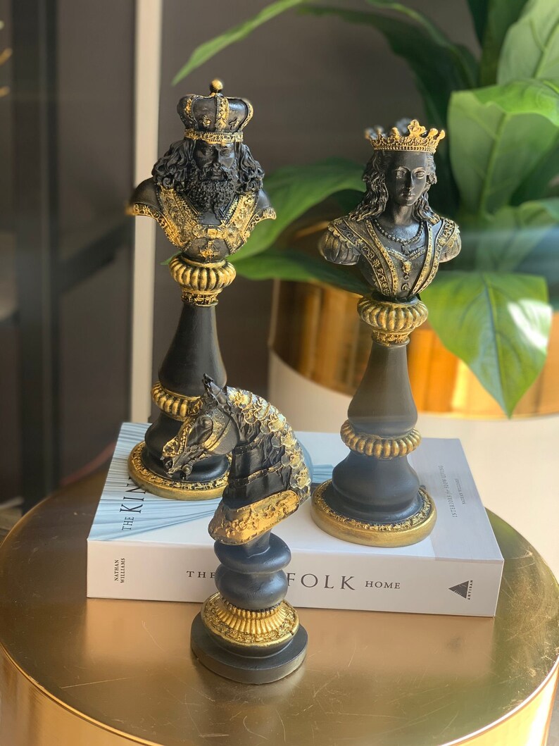 Chess Sculpture Statue Set, Chess Statue, Chess Set Decoration, Chess ...