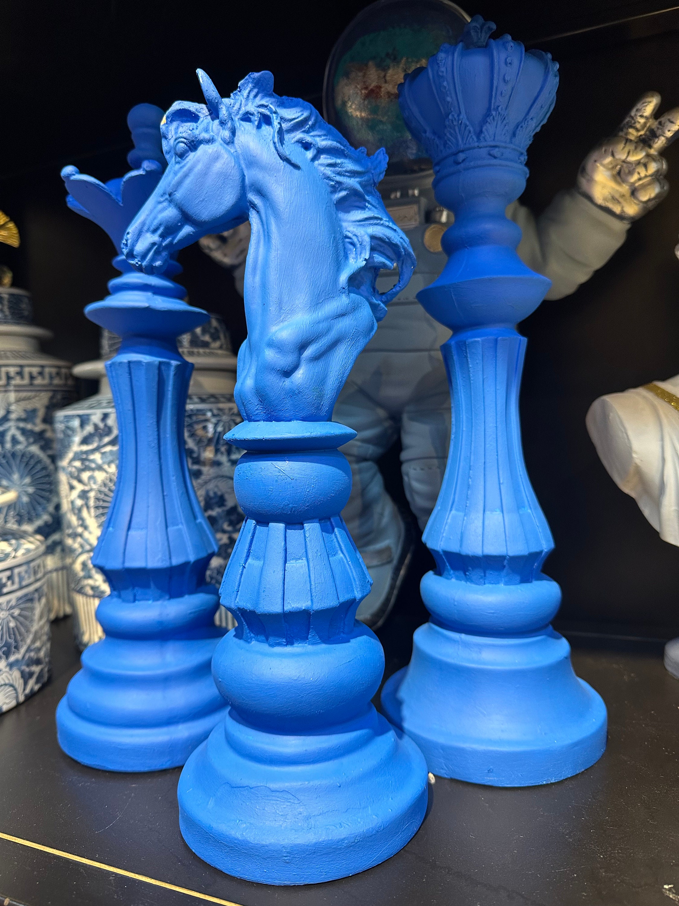 Chess Set Sculpture, Chess Figures, Handmade Art, Large Chess Sculpture ...