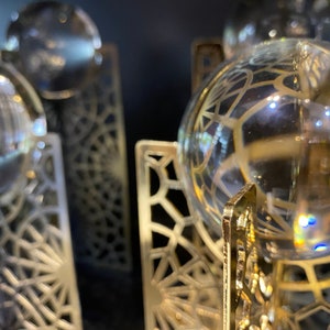 Modern Metal Crystal Ball, 2 Sets of Stand Crystals, Luxury Globe Decor ...
