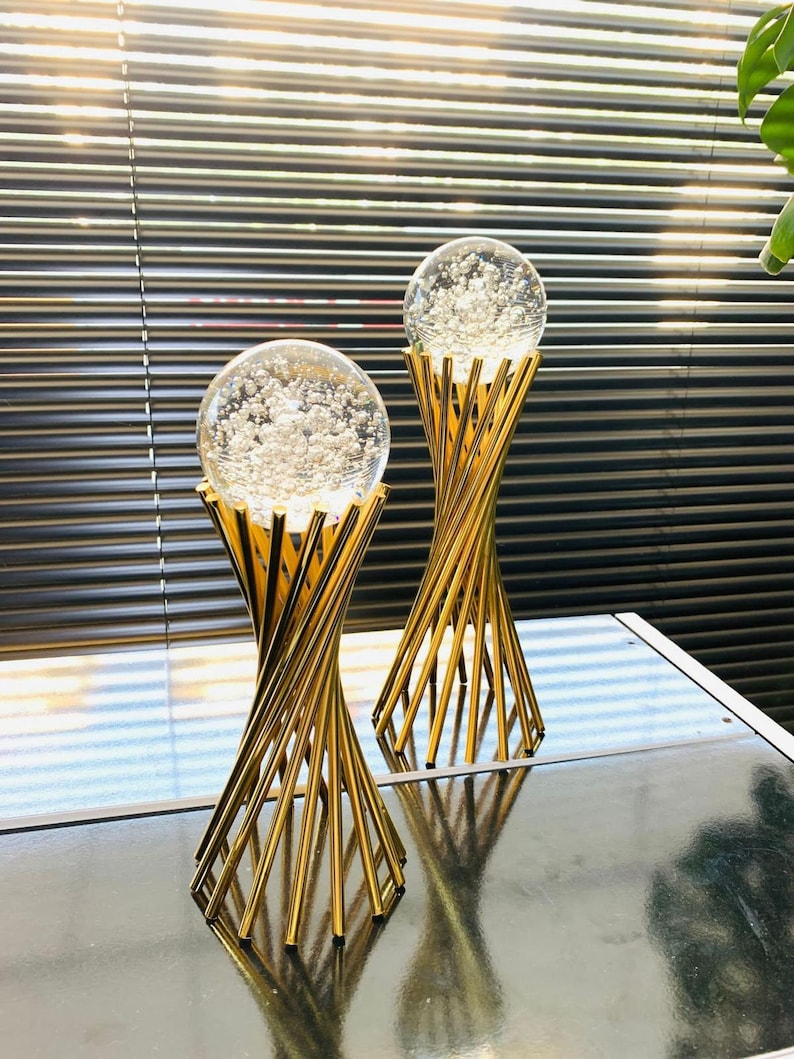 Modern Golden Luxury Metal Crystal Ball, Decorative Crystal Ball Stand ...