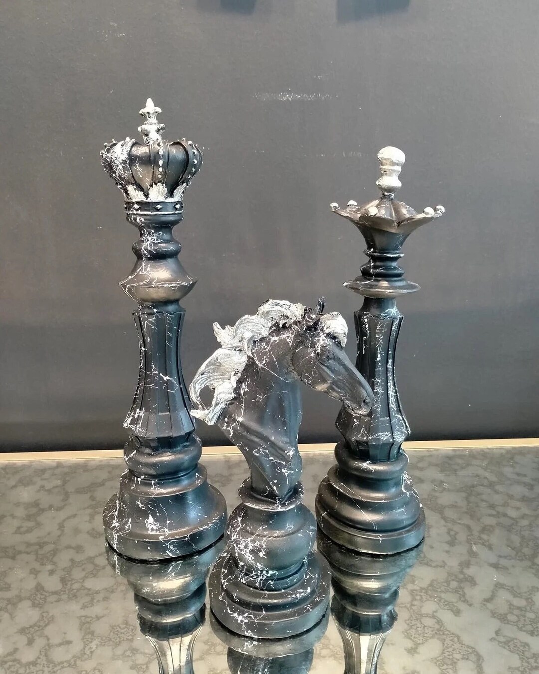Chess Set Sculpture, Chess Figures, Handmade Art, Large Chess Sculpture ...