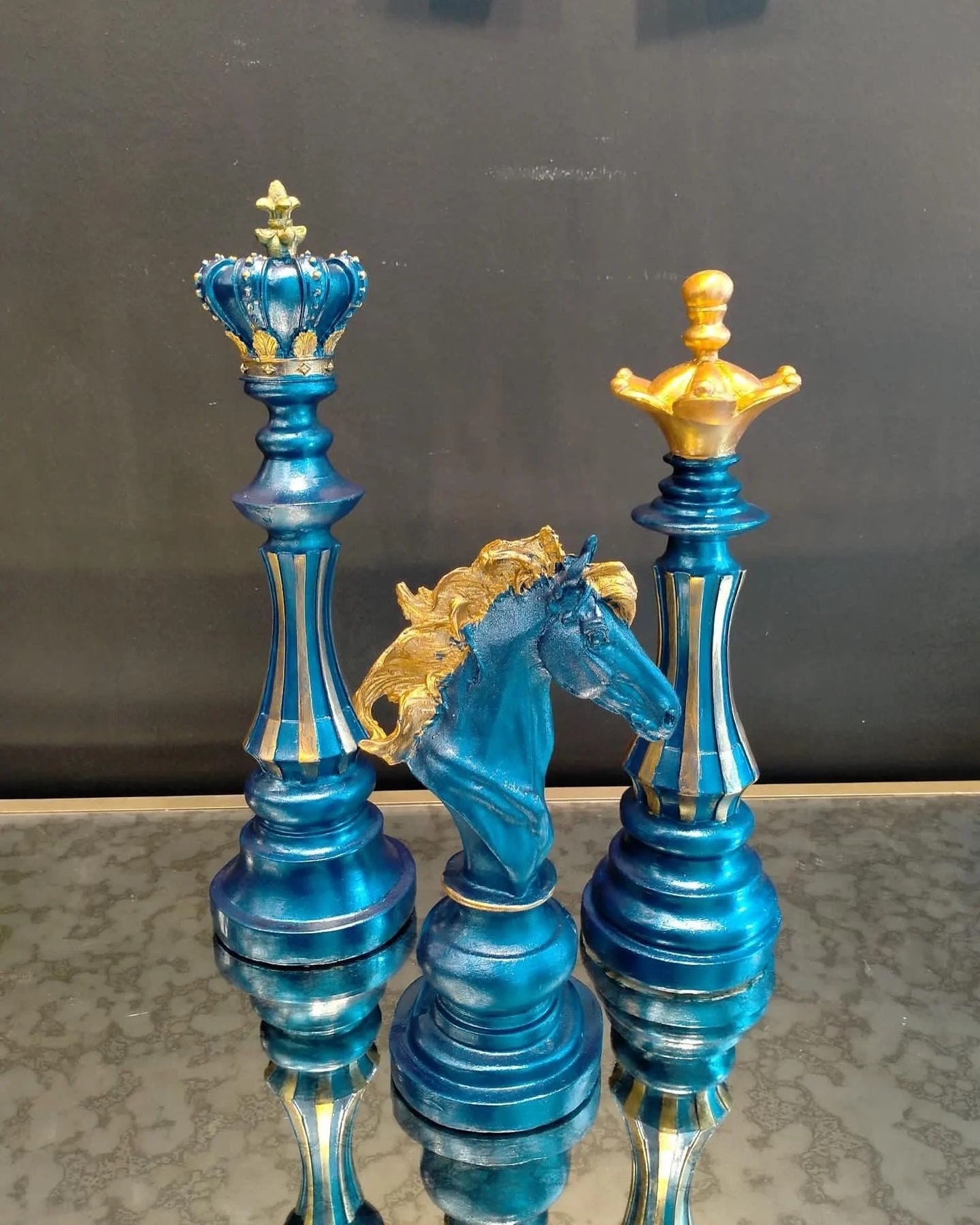 Chess Set Sculpture, Chess Figures, Handmade Art, Large Chess Sculpture ...