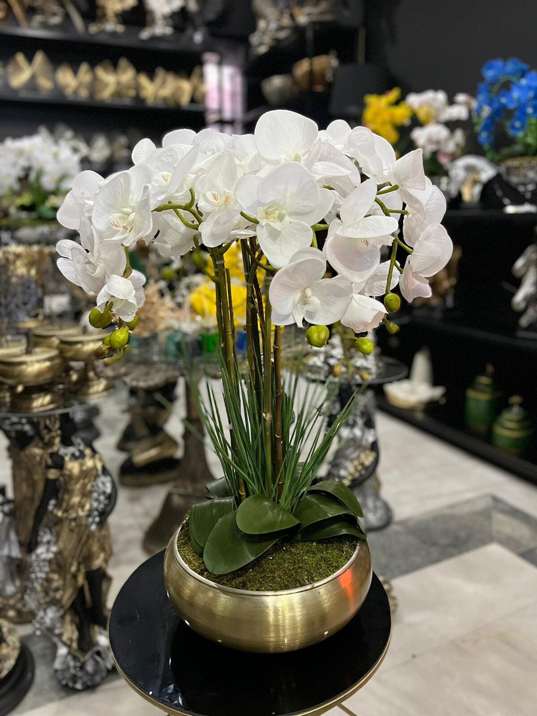 Artificial Orchid Decor, White Orchid Centerpiece, Handmade Floral Gift ...