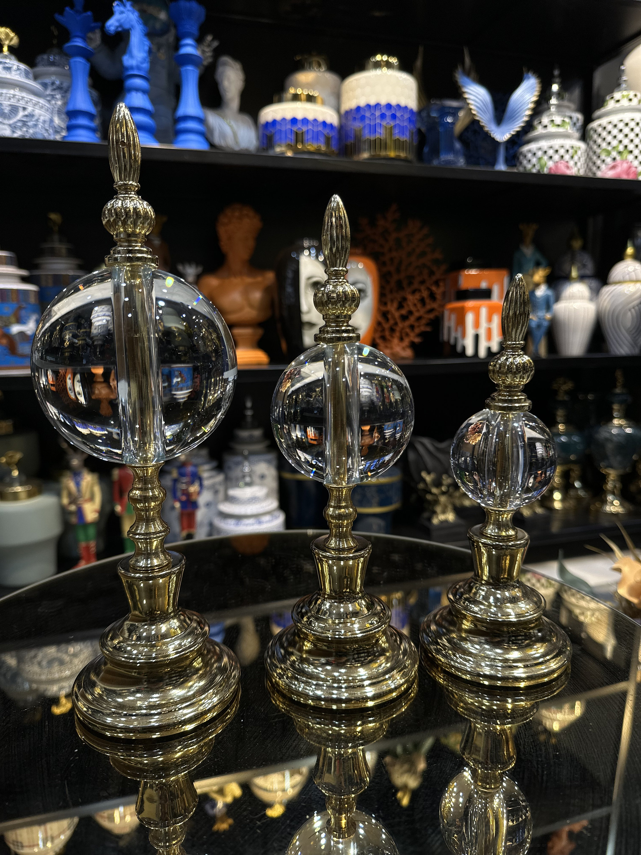 3 Sets of Metal Sphere, Luxury Metal Crystal Ball, Transparent Sphere ...