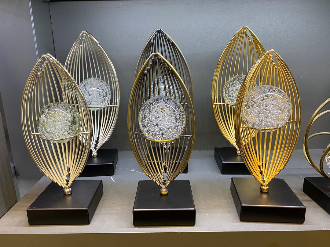 Modern Luxury Decor, Gold Metal Decorative, Home Gift Trinket, Gift Home Decor, Metal Stand ...