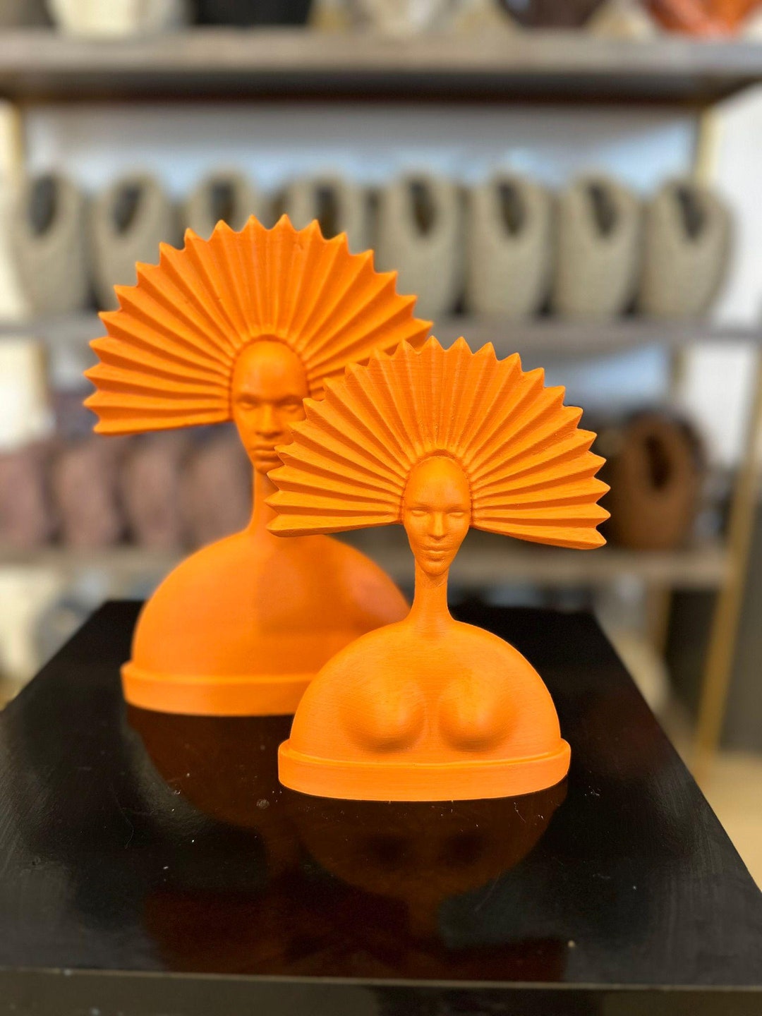 African Crowned Set, African Statues, Fertility Figure, African Women's ...