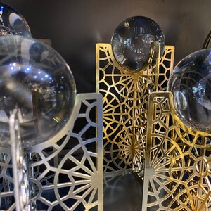 Modern Metal Crystal Ball, 2 Sets of Stand Crystals, Luxury Globe Decor ...