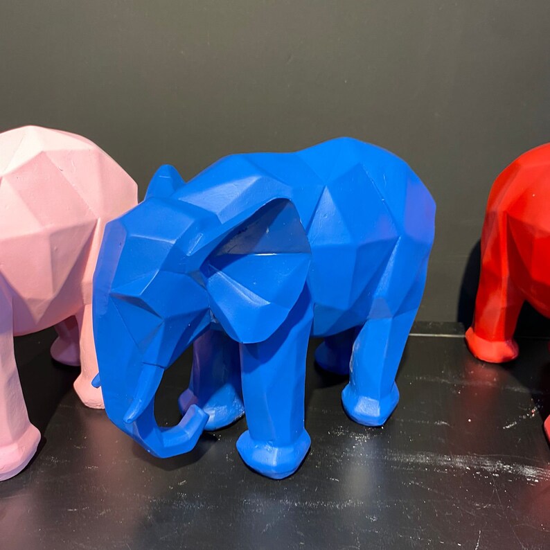 Gold Elephant Statue, Cubic Elephant Sculpture, Geometric Elephant ...