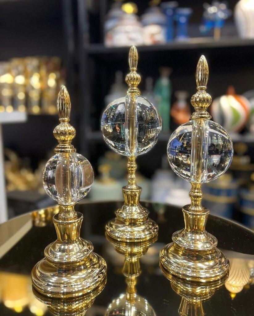 3 Sets of Metal Sphere, Luxury Metal Crystal Ball, Transparent Sphere ...