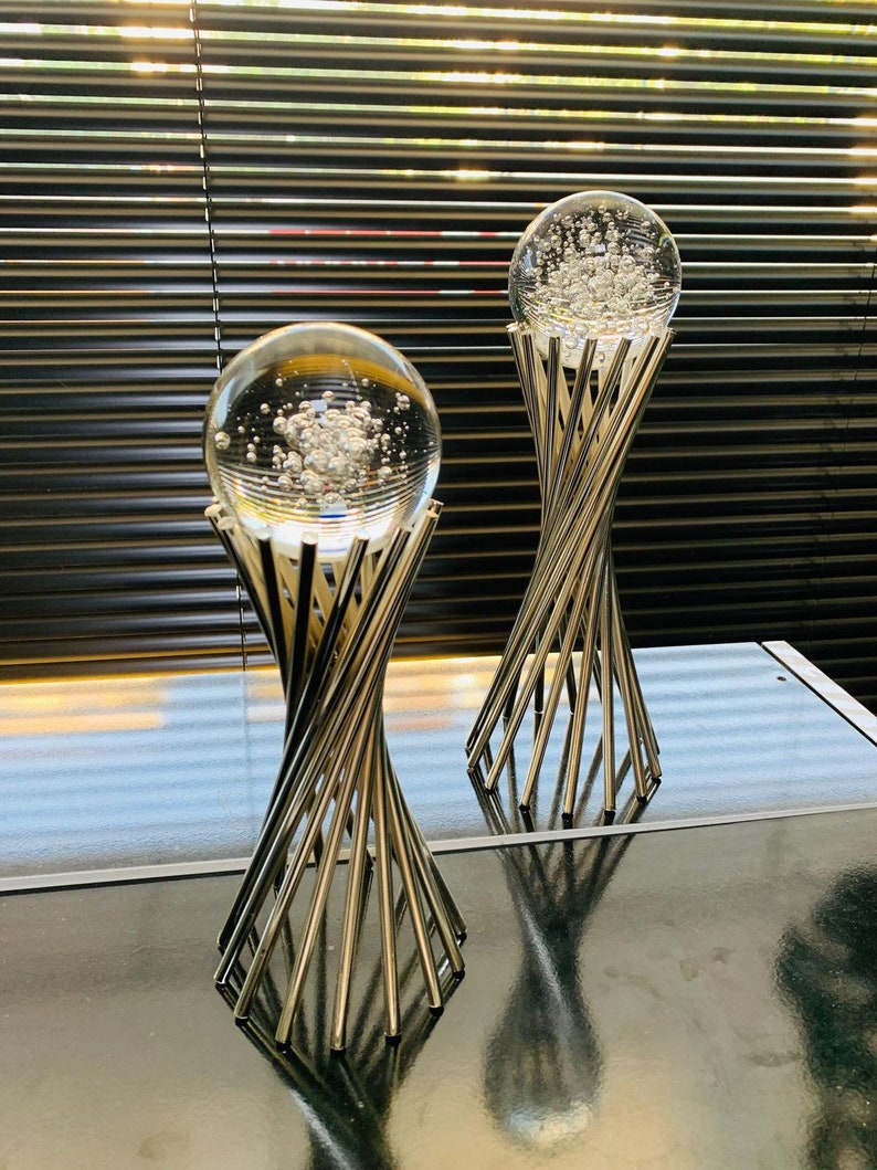 Modern Golden Luxury Metal Crystal Ball, Decorative Crystal Ball Stand ...