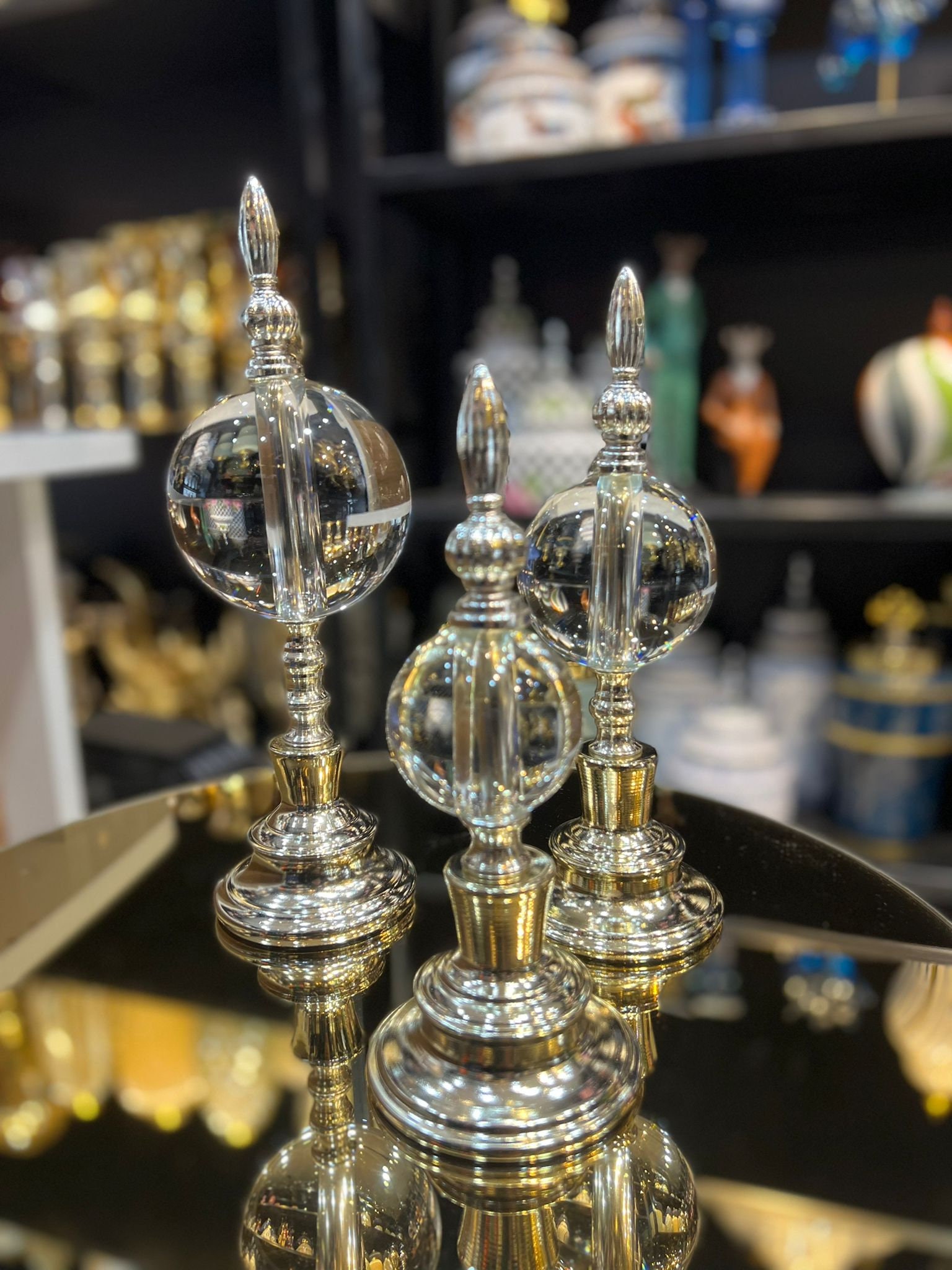 3 Sets of Metal Sphere, Luxury Metal Crystal Ball, Transparent Sphere ...