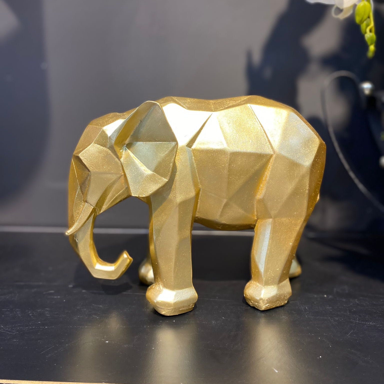 Gold Elephant Statue, Cubic Elephant Sculpture, Geometric Elephant ...