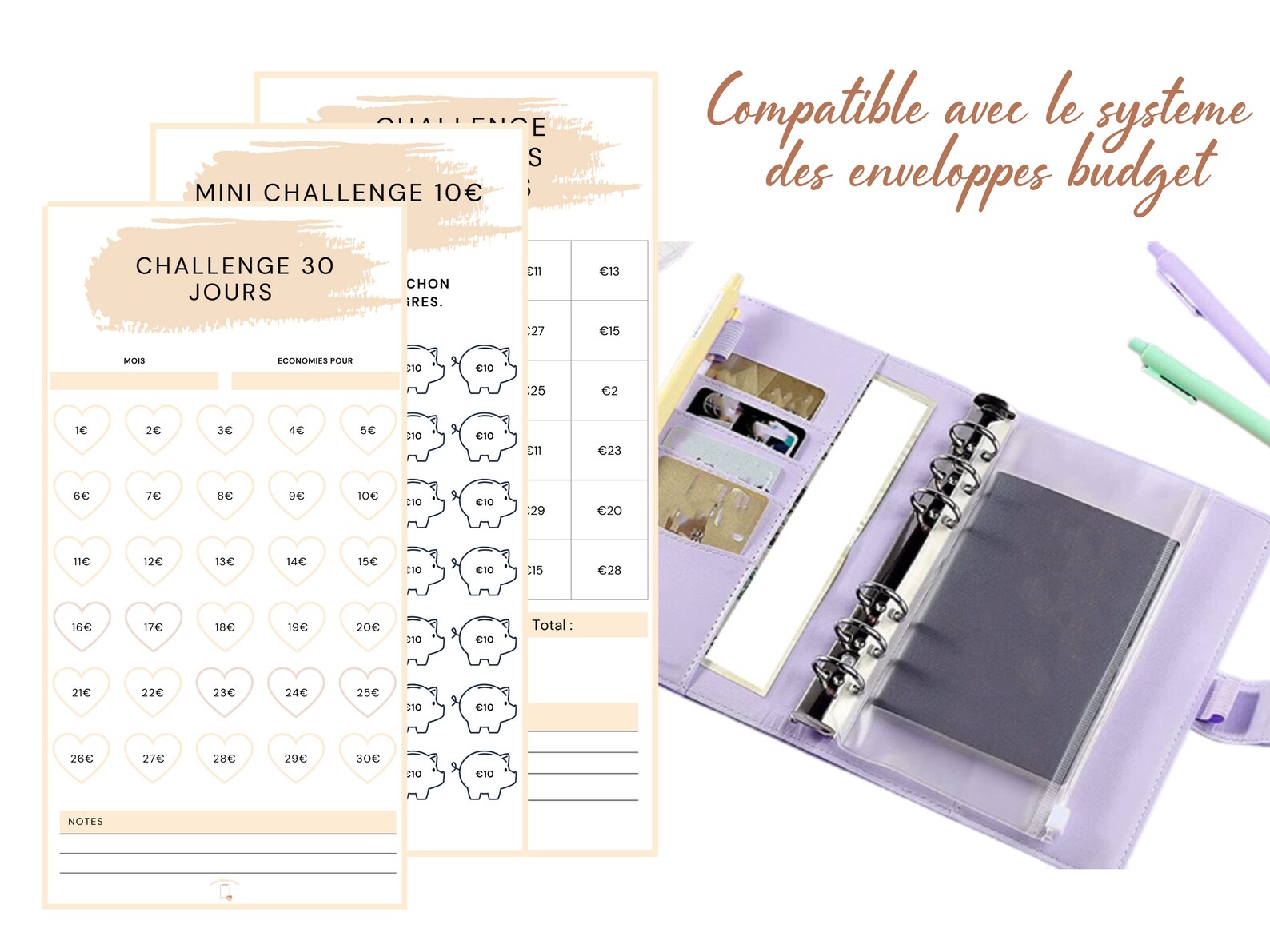 Lot de 3 Fiches Défi Budget en Français à imprimer Format - Etsy France