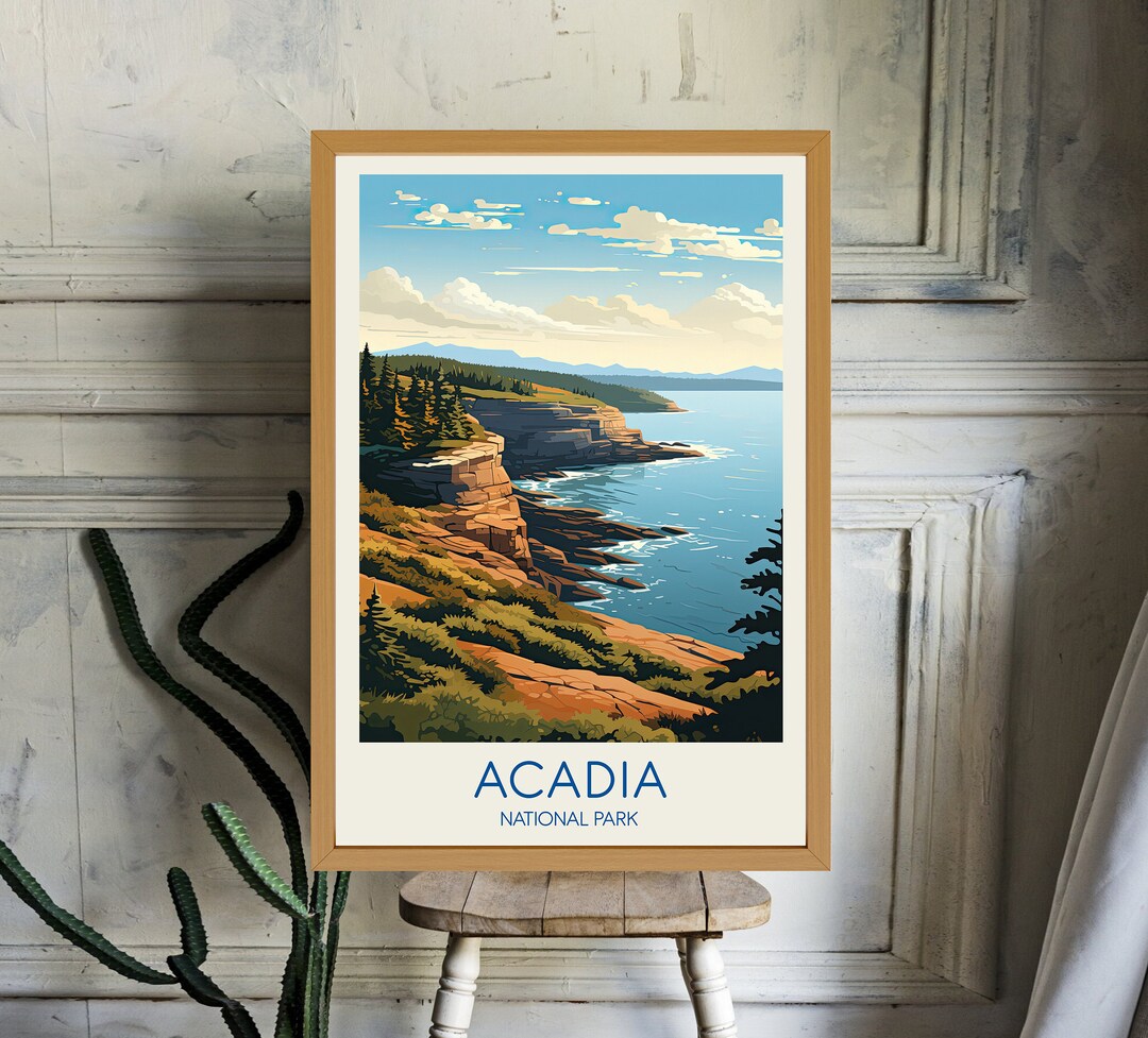 Acadia National Park Poster Acadia Travel Print Acadia - Etsy