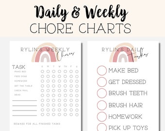 Editable Chore Chart Daily Checklist Responsibility Chart Daily Routine ...