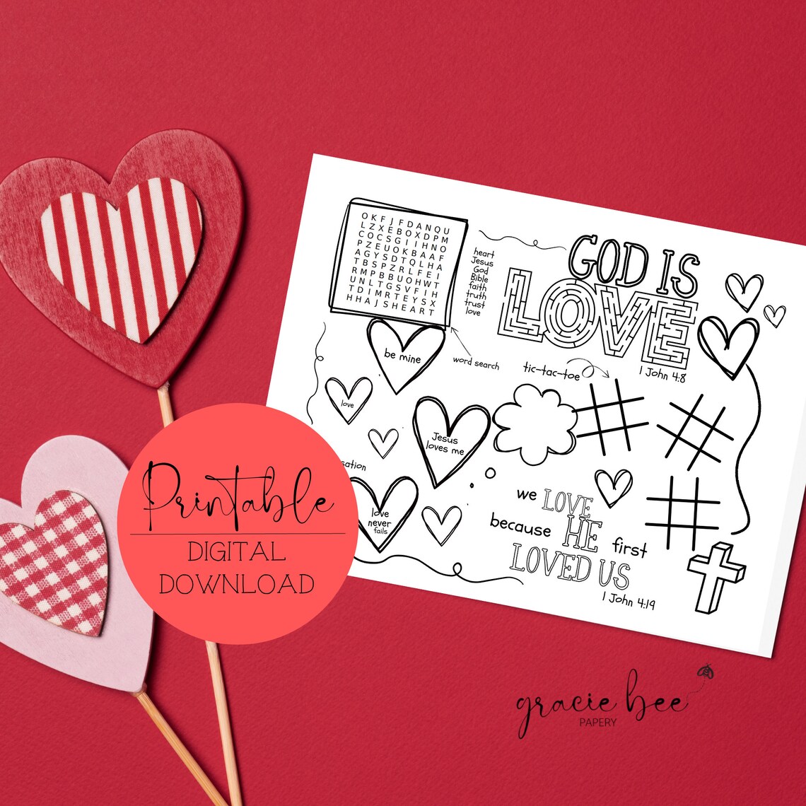 Christian Valentine's Day Activity Sheet for Kids, Scripture Valentine ...