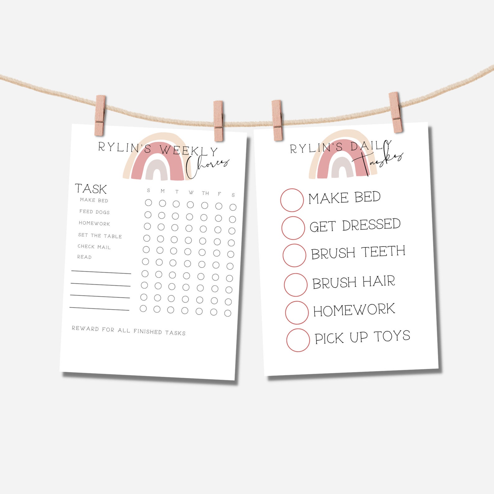 Editable Chore Chart Daily & Weekly Checklist Chart Daily Routine to Do ...