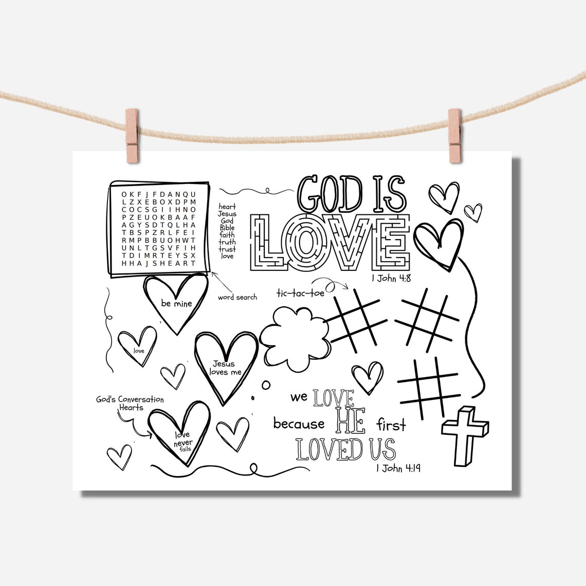 Christian Valentine's Day Activity Sheet for Kids, Scripture Valentine ...