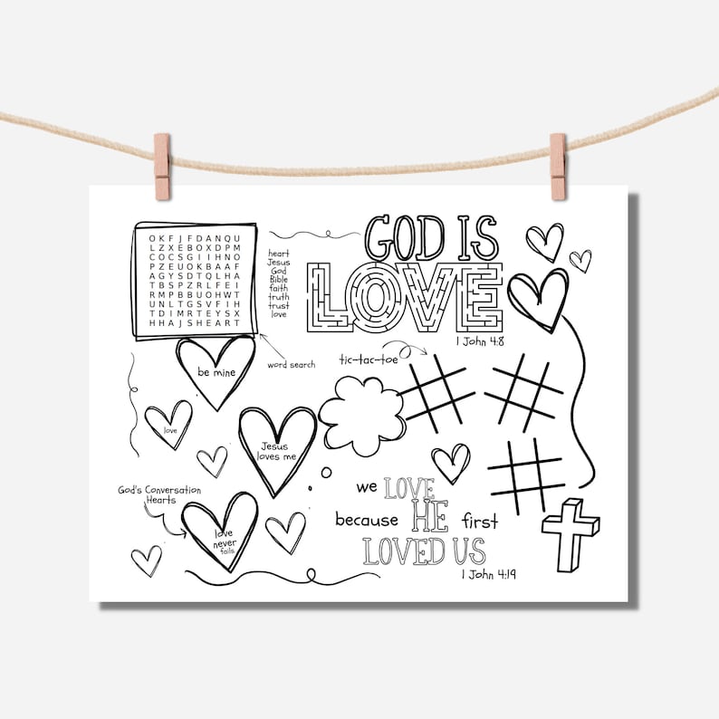 Christian Valentine's Day Activity Sheet for Kids, Scripture Valentine ...