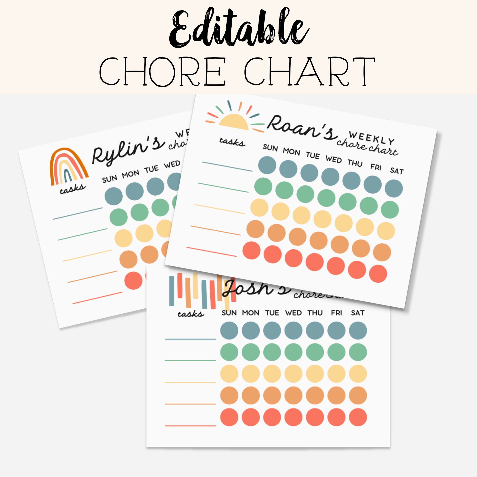 Editable Chore Chart Daily Checklist Responsibility Chart Daily Routine ...