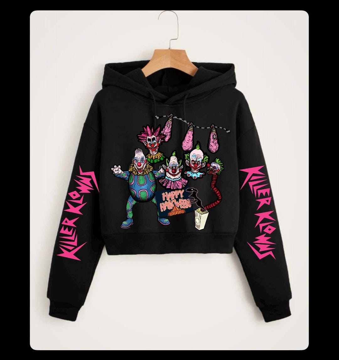 Killer Clowns Hoodie, Crop Top Horror Pullover, 80s Horror - Etsy