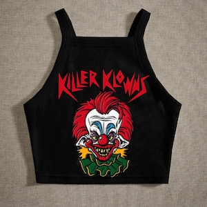 Graphic Black Halter Crop Top Horror Tops. - Etsy