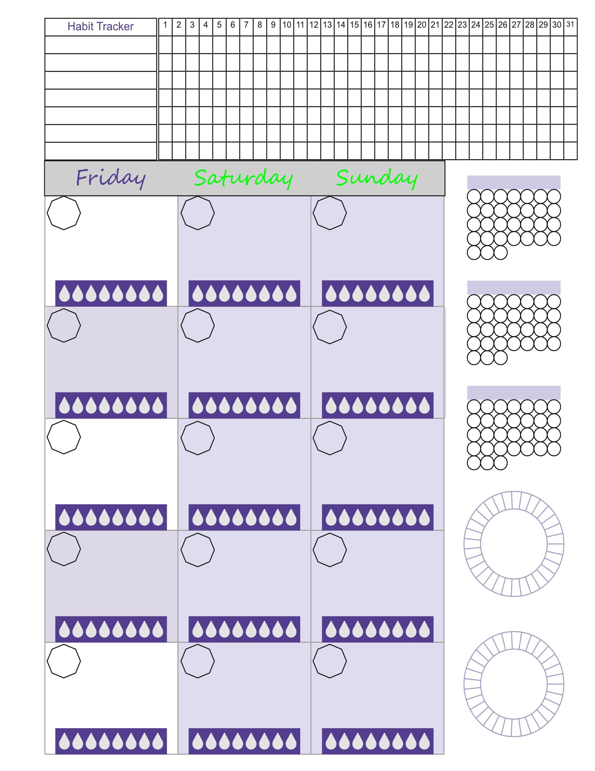 Printable Undated Work Week Printable Planner Bundle, Monday to Friday ...