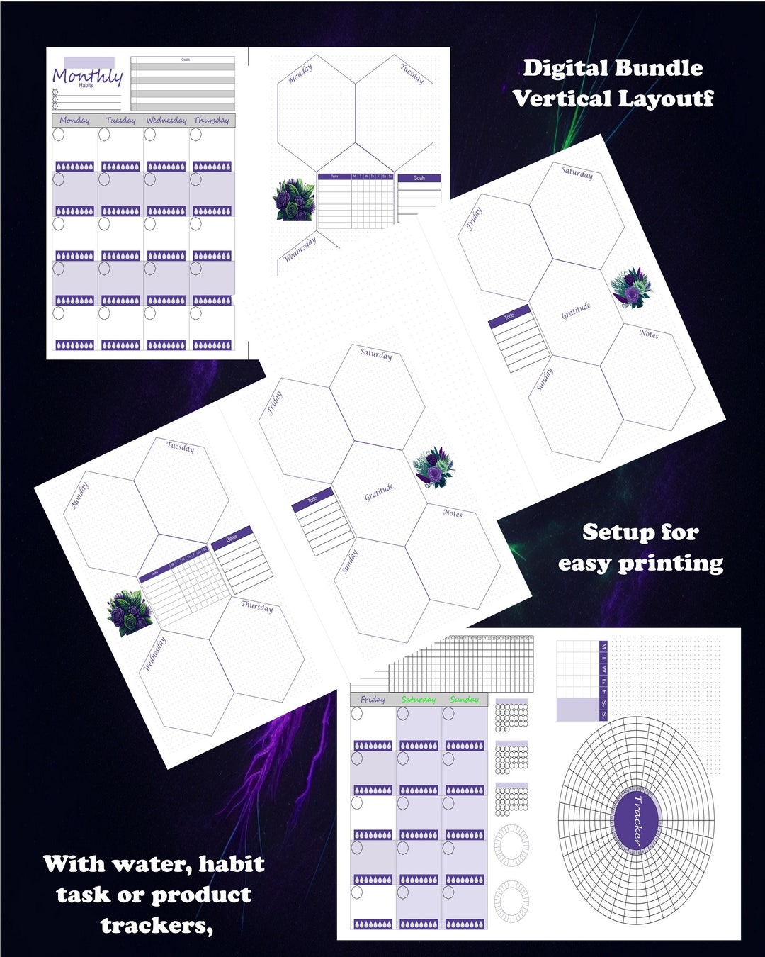 Printable Undated Planner Bundle for Half Page Agendas. Weekly and ...
