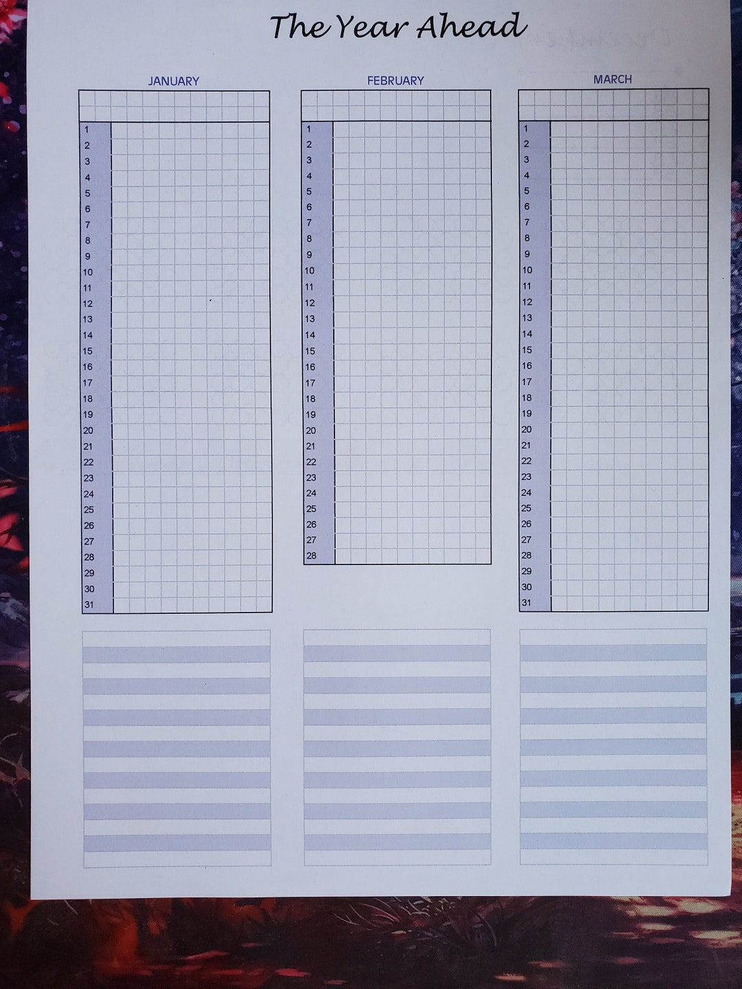 The Year Ahead Printable Pdf Year at a Glance Undated for - Etsy