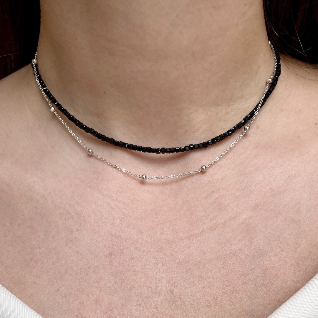 Black Spinel Cube Necklace/ Black Spinel Necklace/ September Birthstone ...