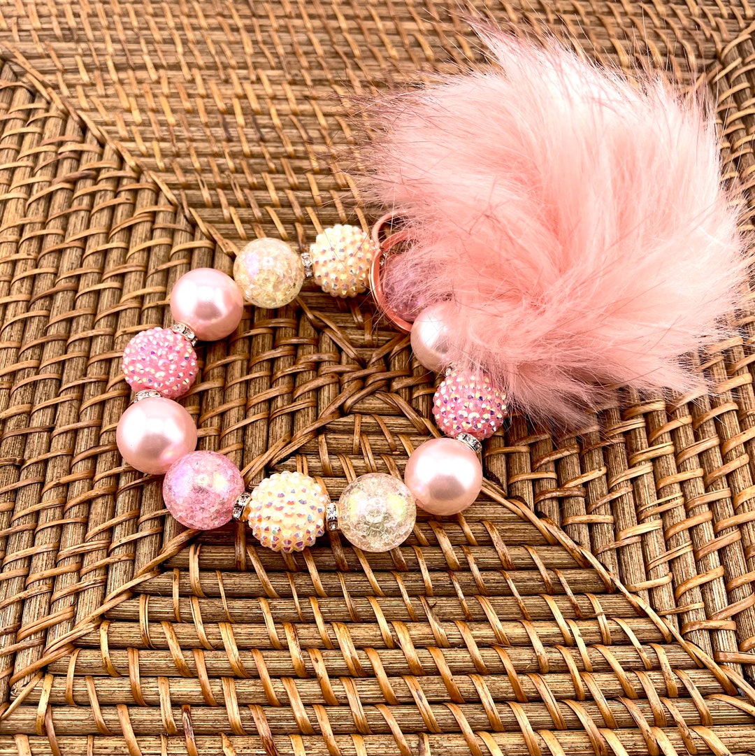 Pink Beaded Wristlet Acrylic Beaded Wristlet Unique Wristlet - Etsy