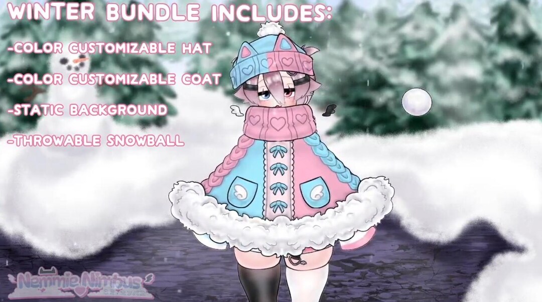 Vtuber Winter Asset Bundle Live2d Rigged - Includes Color Customizable ...
