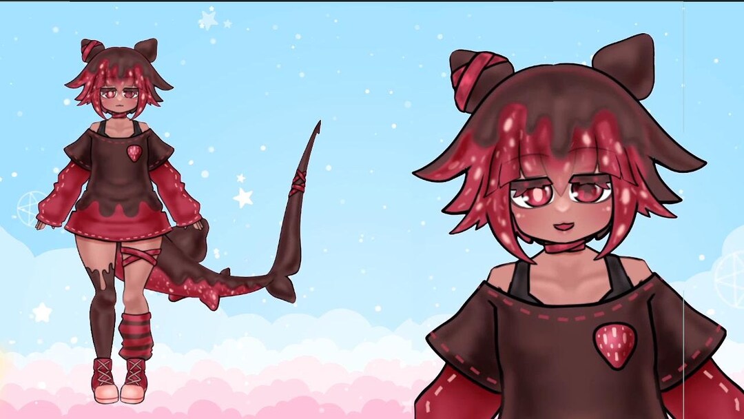 Chocolate Strawberry Thresher Shark Vtuber Model Character Adopt Fully ...