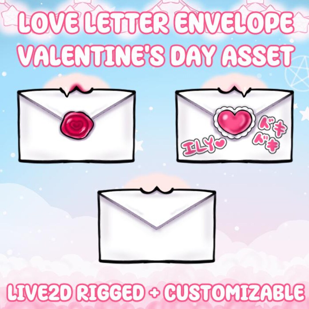 Love Letter Envelope Live2d Rigged Vtuber Asset Valentine's Day - Etsy