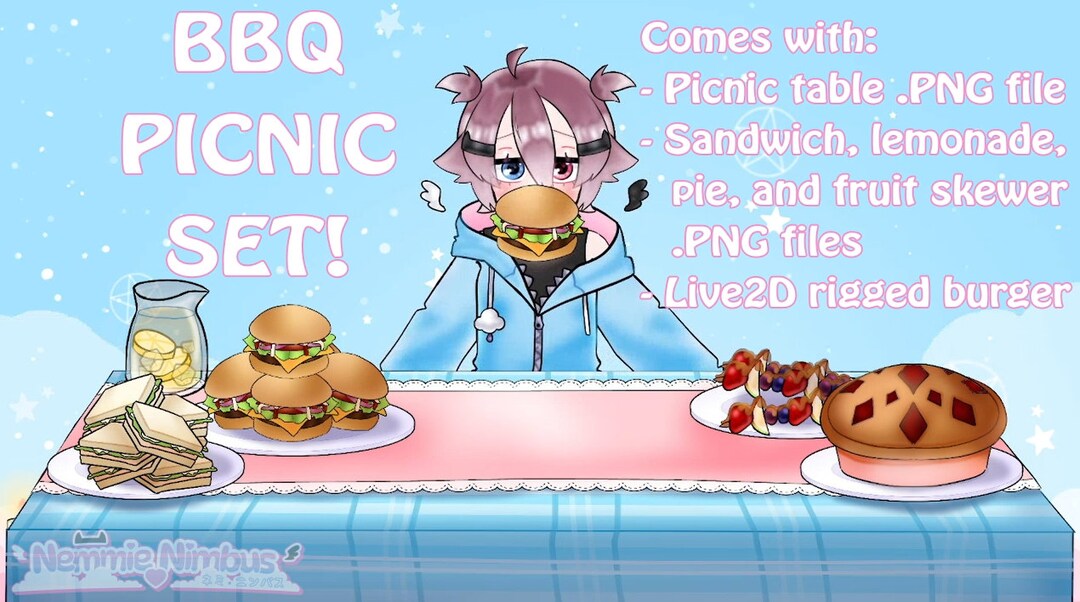 Picnic Vtuber Asset (includes Live2d Burger) - Etsy