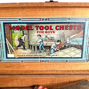 Vintage Red Tool Chest With Tools | Model Tool Chest for Boys by Mason ...