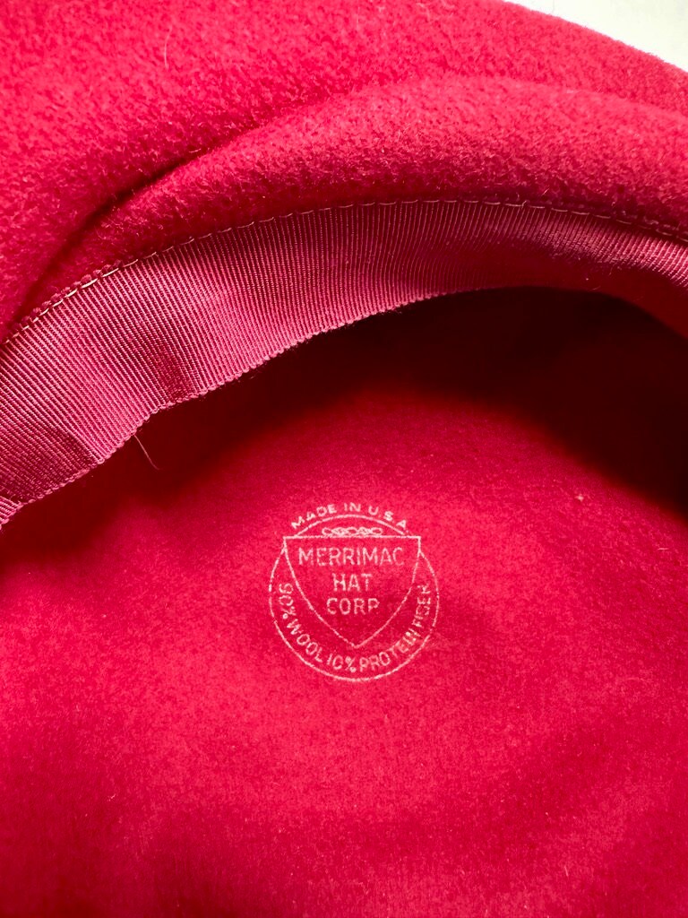 Rare Vintage Deep Red Beret Merrimac Hat Corp - Etsy