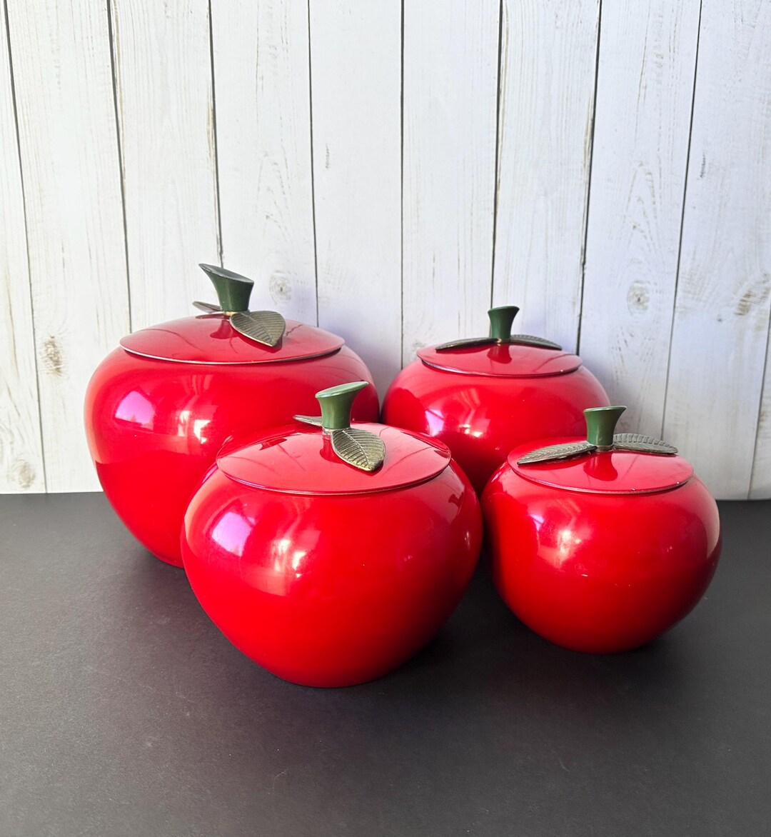 Mid-century Aluminum Apple Canister Set - Etsy