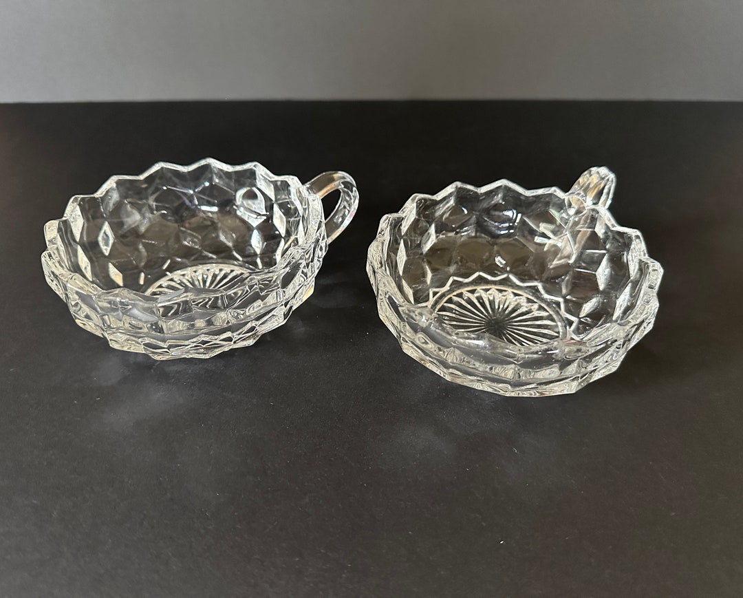 Vintage Set of 2 Fostoria American Clear Glass Nappy Bowls With Handle ...