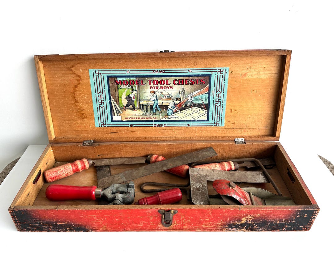 Vintage Red Tool Chest With Tools | Model Tool Chest for Boys by Mason ...