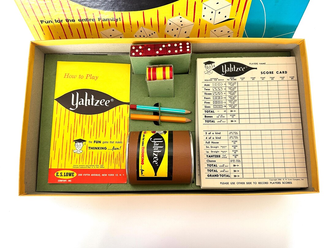 Mid-century Yahtzee Game Complete Set 1960s Dice Game Game for Entire ...