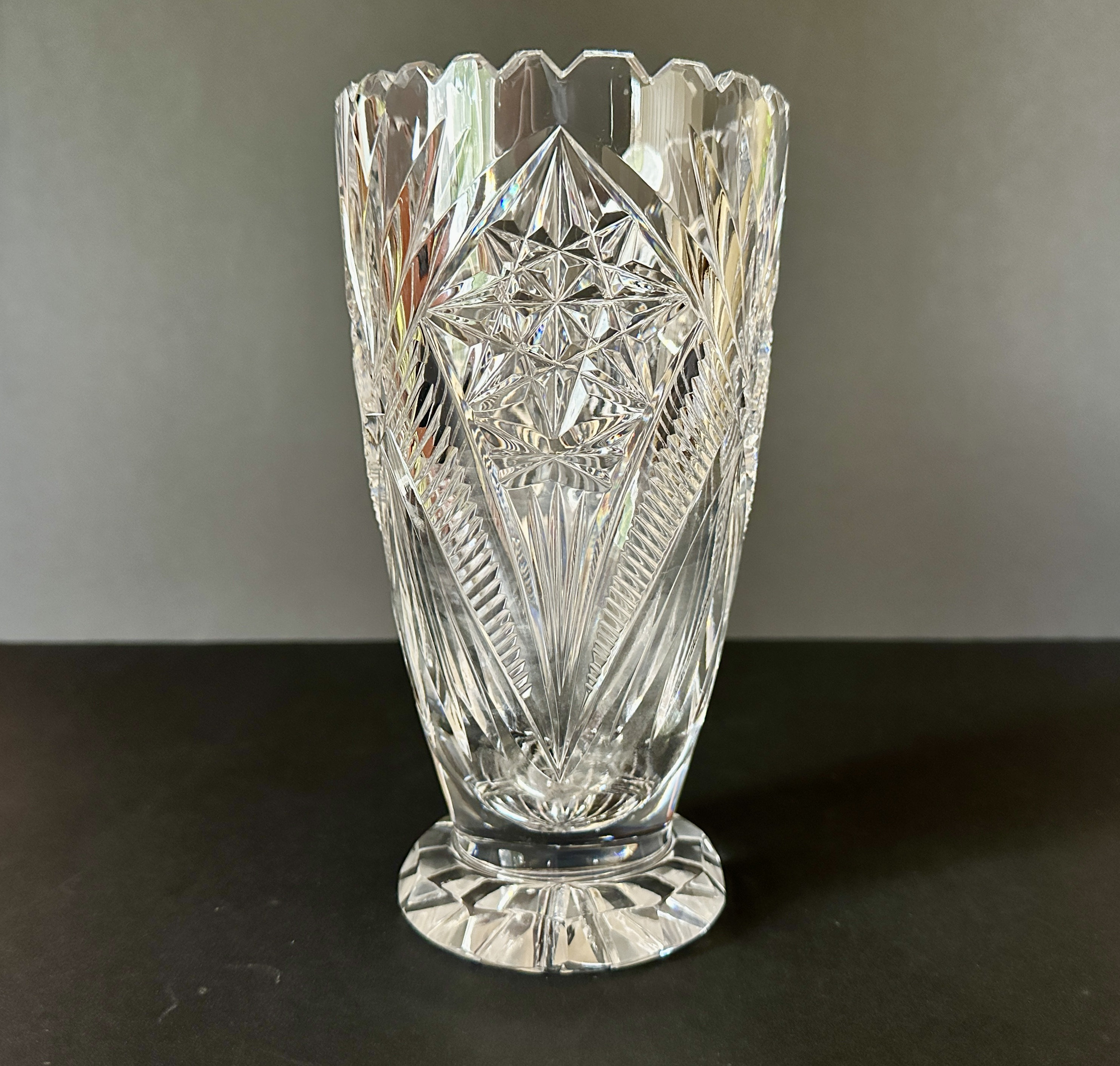 Vintage 8 Starburst / Star of David Crystal Vase - Etsy