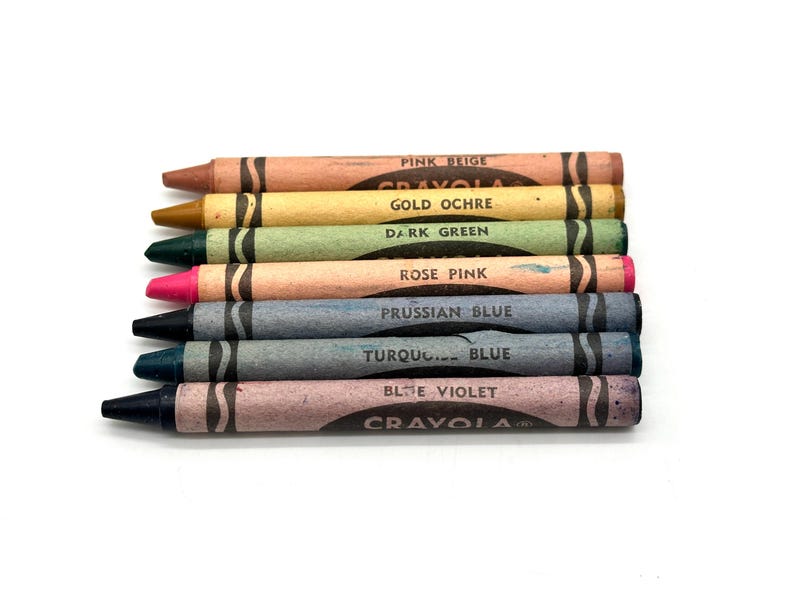 Vintage 1950s 24 Crayola Crayons Lift-lid Box With Rare Colors Gold ...