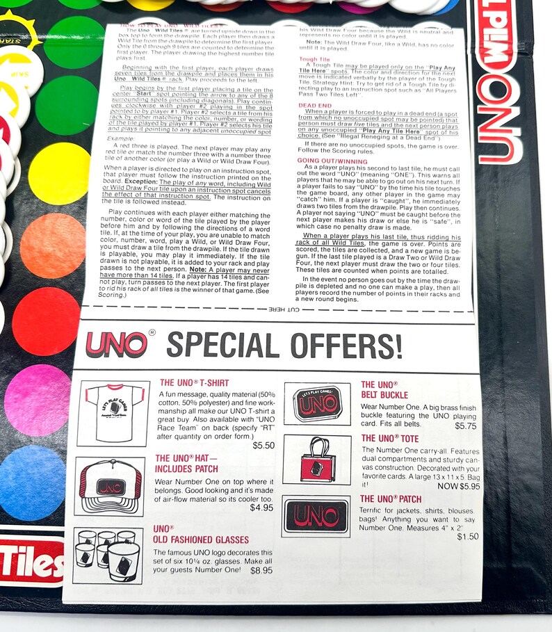 Uno Wild Tiles 1980s Board Game Complete - Etsy