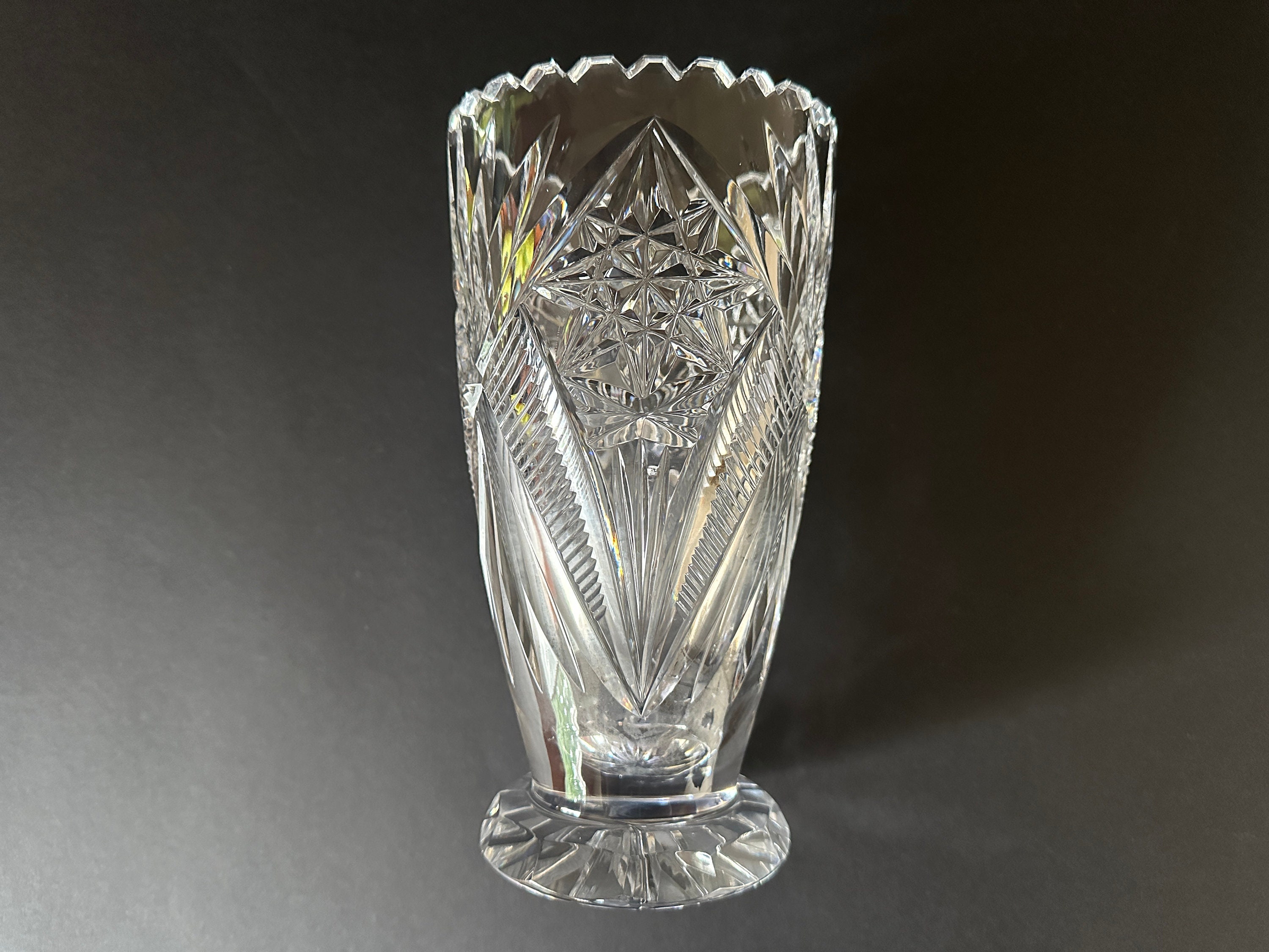 Vintage 8 Starburst / Star of David Crystal Vase - Etsy