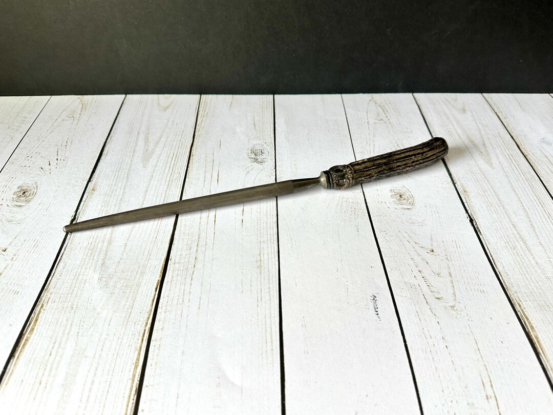 Vintage Black Bone Antler Knife Sharpener Honing Steel - Etsy