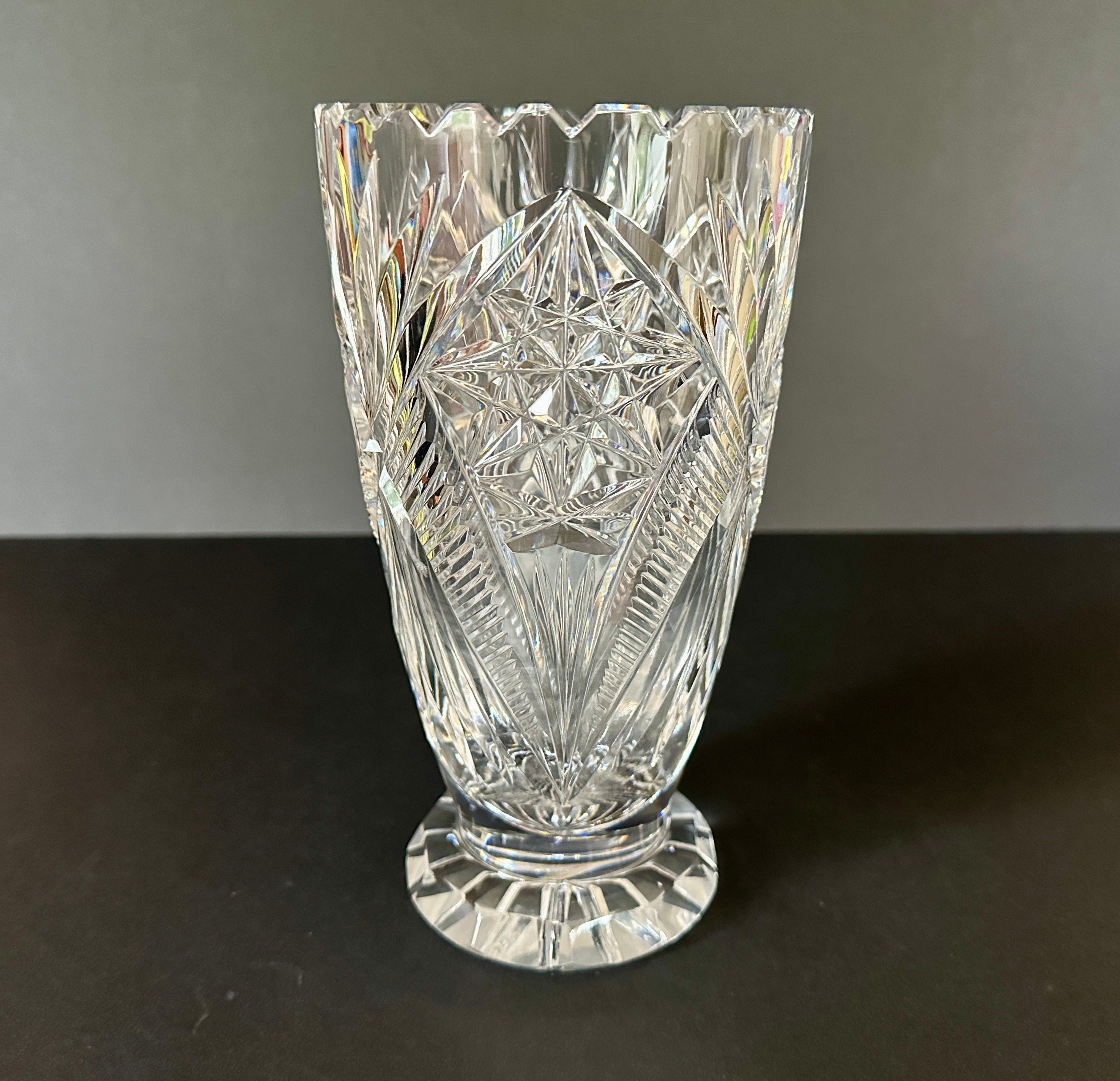 Vintage 8 Starburst / Star of David Crystal Vase - Etsy