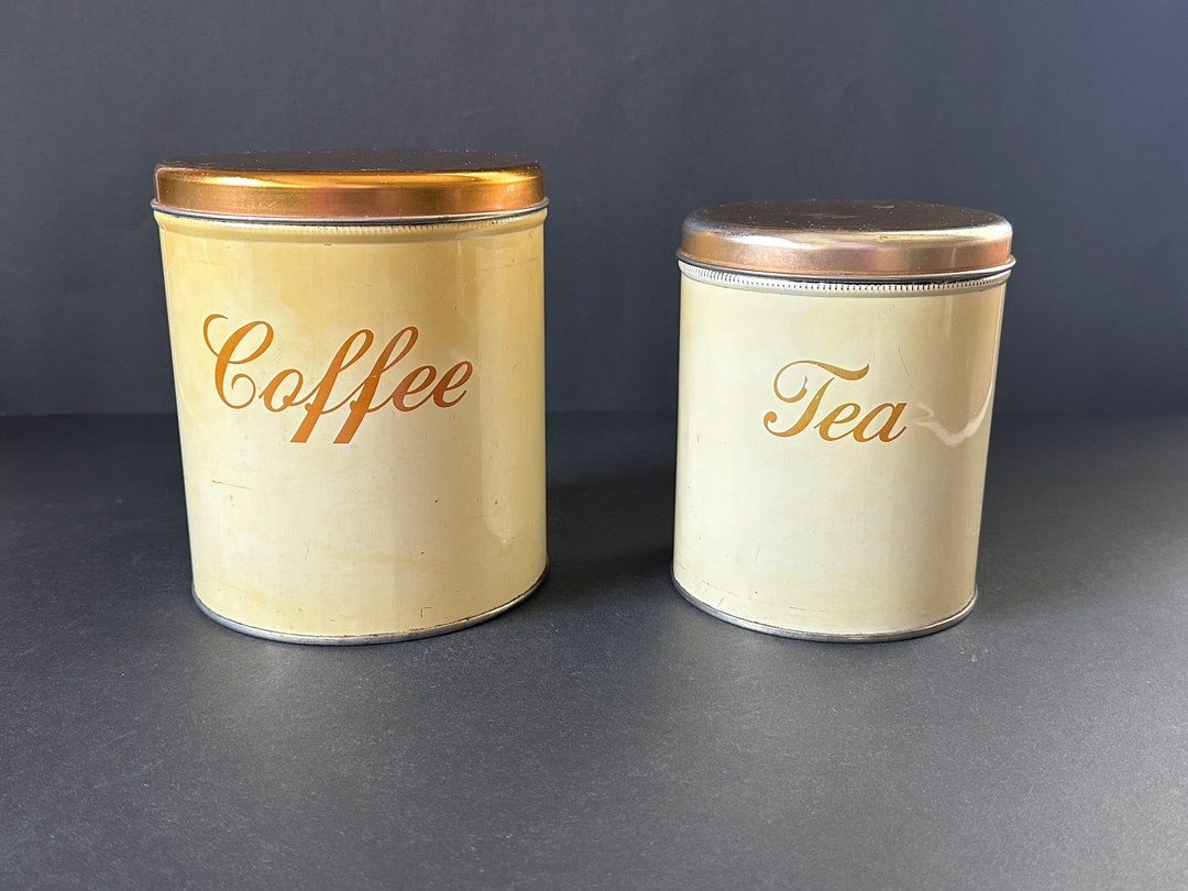 Coffee and Tea Canisters Decoware USA Metal - Etsy